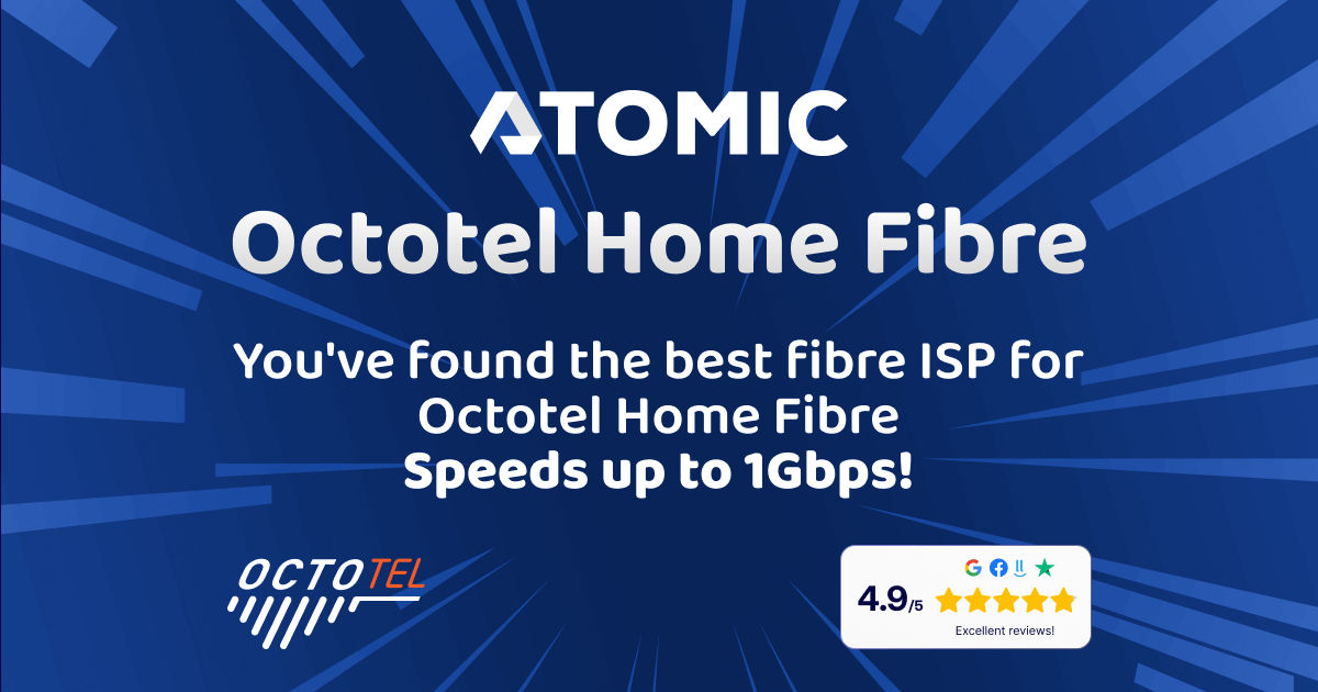 Uncapped Octotel Home Fibre Packages with Atomic up to 1Gbps